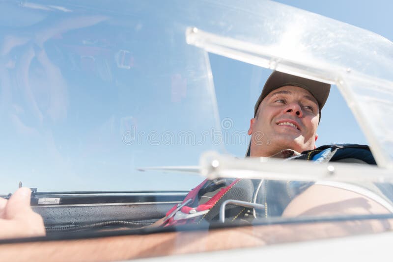 Man Pilot with Private Motor Airplane Stock Photo - Image of airplane ...