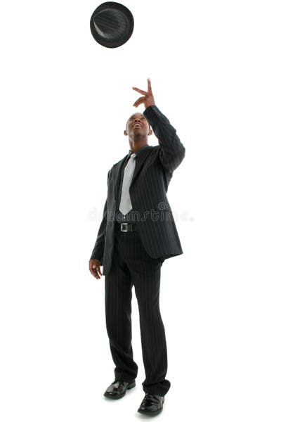 Man in Pinstriped Suit Throwing Hat into Air Stock Photo - Image of ...