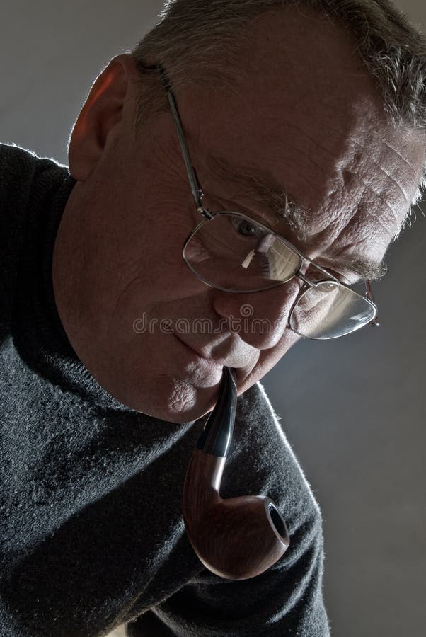 Man with pipe portrait stock image. Image of male, retirement - 12214473