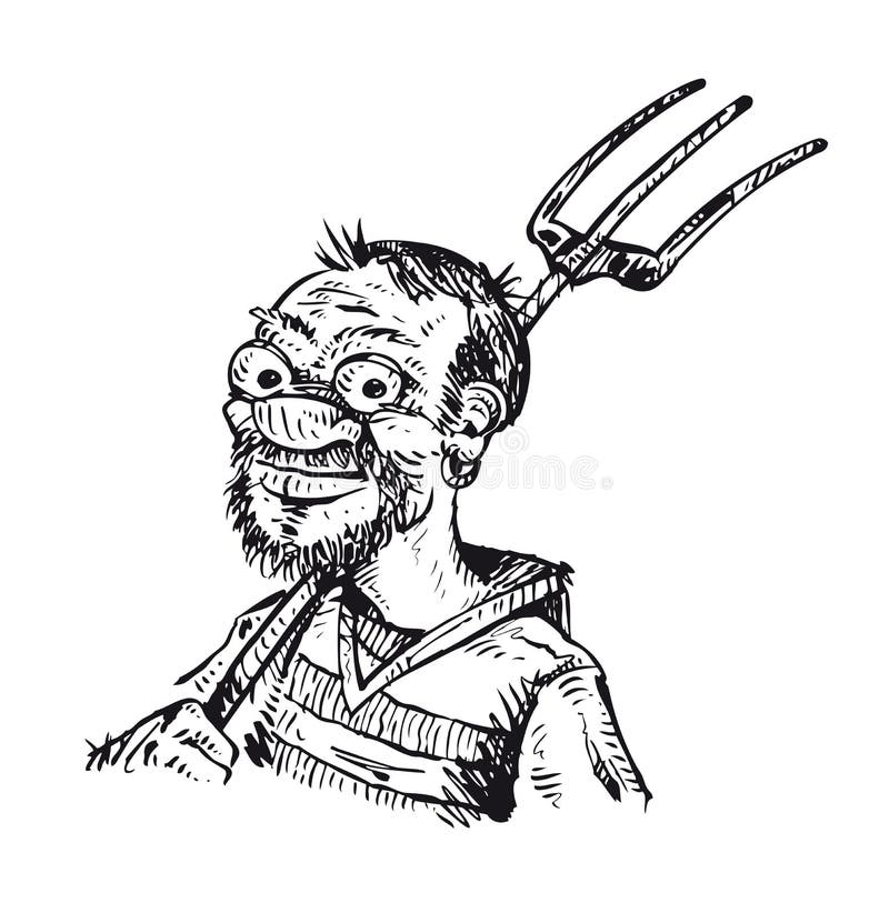 Man with pitchfork stock vector. Illustration of comic - 89497962