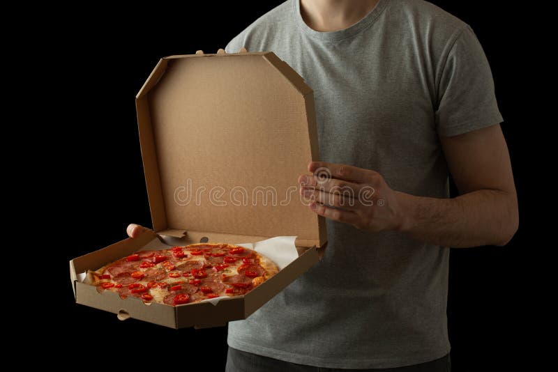 A Man with Pizza Boxes in His Hands Stock Image - Image of boxes ...