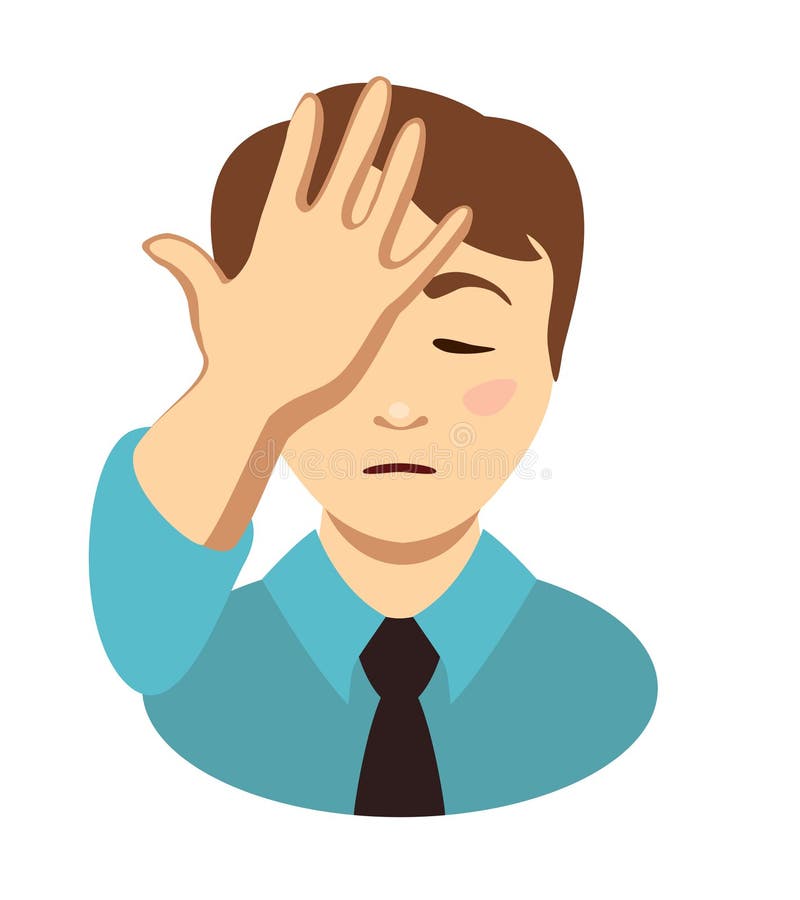 Man Place Hand on Head. Face Palm Gesture Stock Vector - Illustration ...