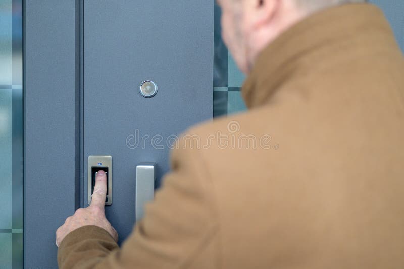 Man Placing His Finger on the Fingerprint Sensor Stock Image - Image of ...