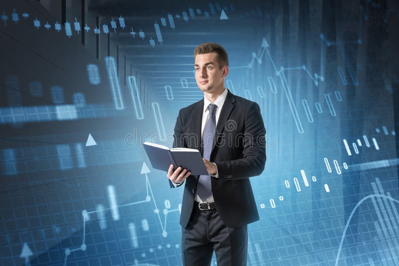 Man with Planner in Office and Graphs Stock Image - Image of marketing ...