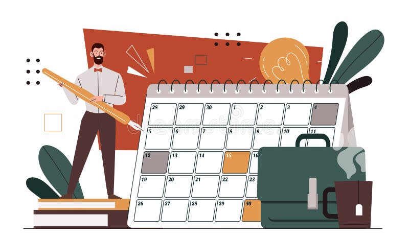 Man Planning with Calendar Vector Stock Vector - Illustration of person ...
