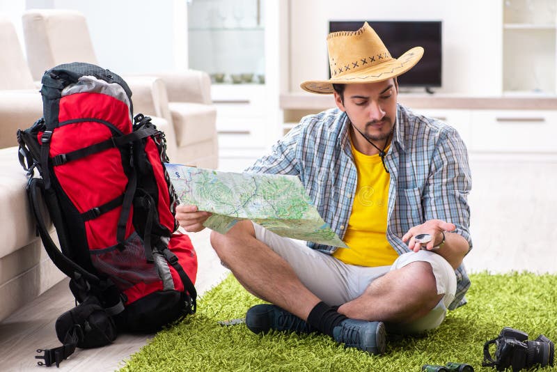 The Man Planning His Travel with Map Stock Image - Image of hiking ...