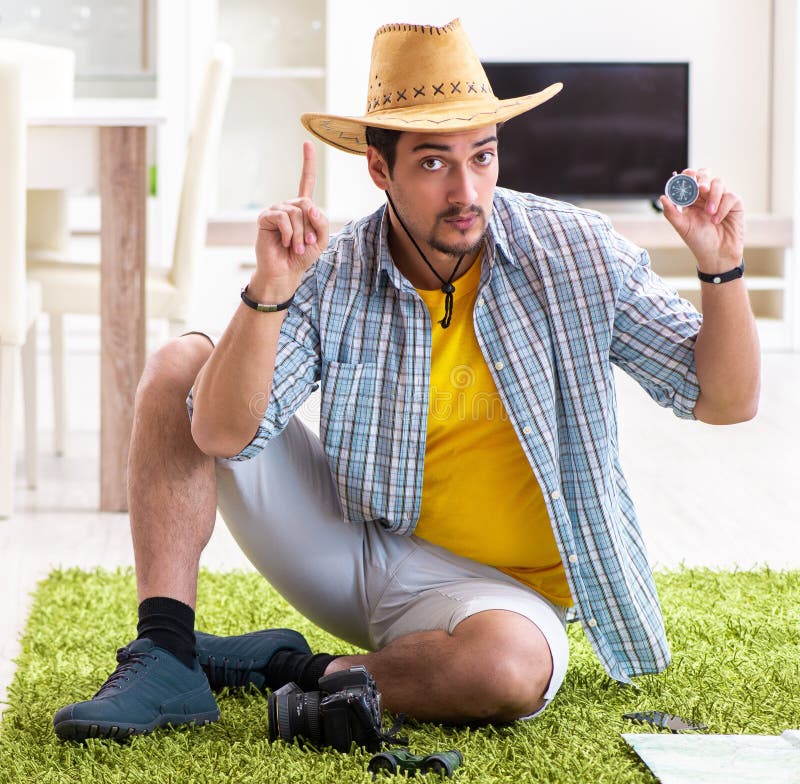 Man Planning His Travel with Map Stock Photo - Image of backpack, hiker ...