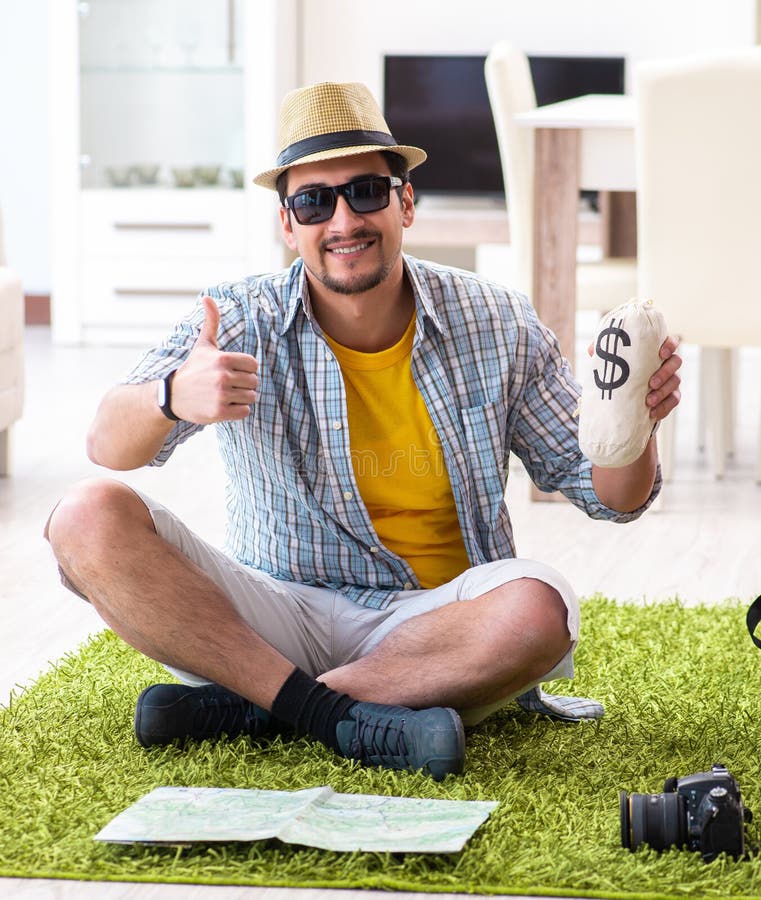 Man Planning His Travel with Map Stock Photo - Image of sack, planning ...