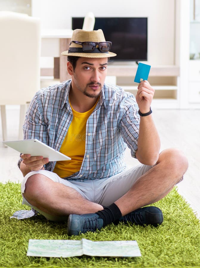 The Man Planning His Travel with Map Stock Image - Image of hotel ...