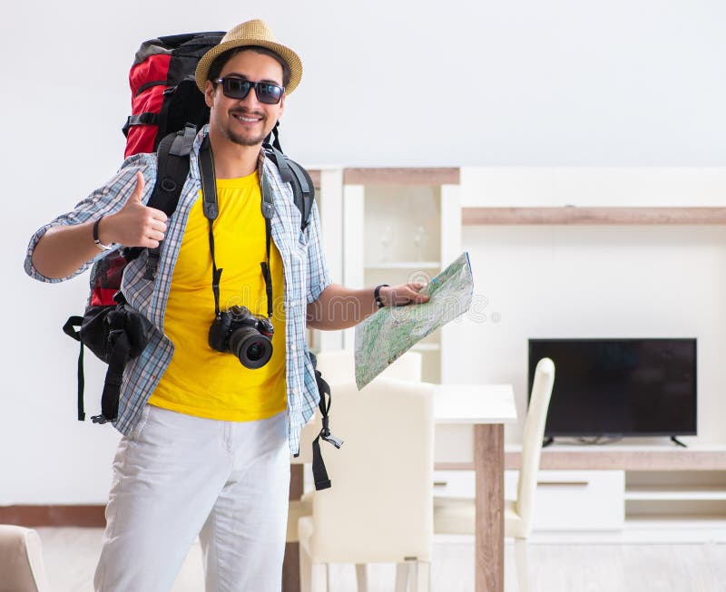 Man Planning His Travel with Map Stock Photo - Image of holiday ...