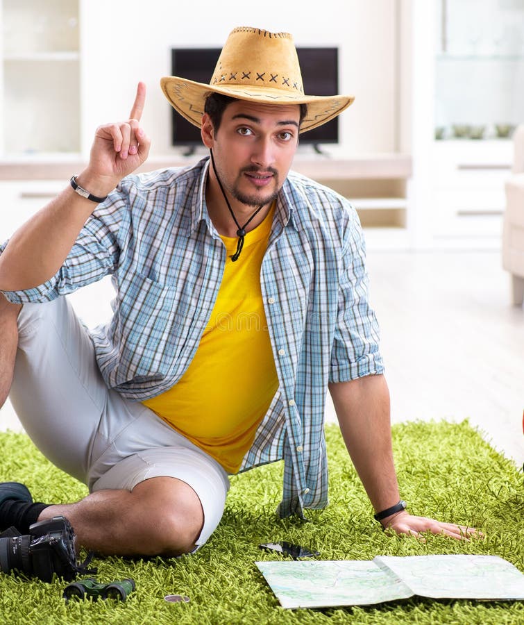 Man Planning His Travel with Map Stock Photo - Image of backpacker ...