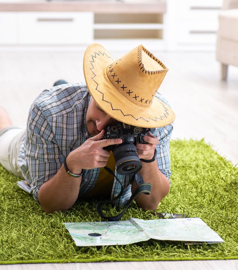 Man Planning His Travel with Map Stock Photo - Image of location ...