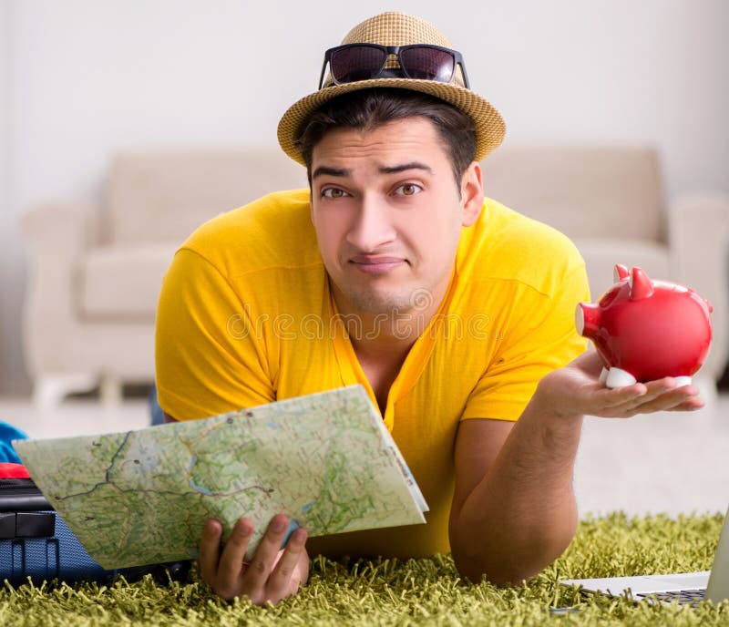 Man Planning His Vacation Trip with Map Stock Photo - Image of ...