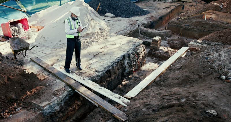 Man, Planning and Outside Construction Site with Engineer, Safety ...
