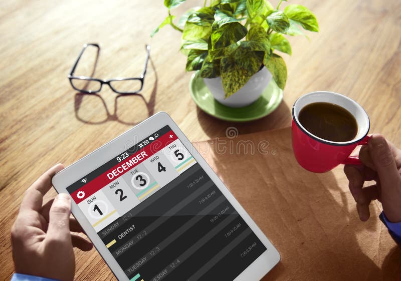 Man Planning To Do List on Tablet Stock Image - Image of digital, date ...