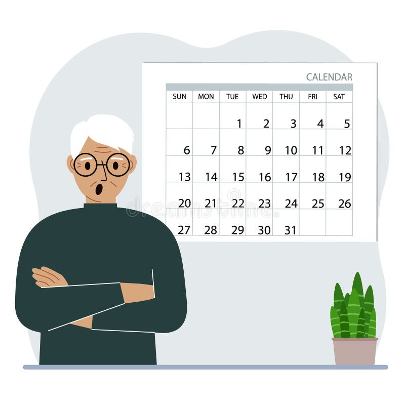 A Man Plans His Schedule, Meetings for a Month, Holidays, Weekends and ...