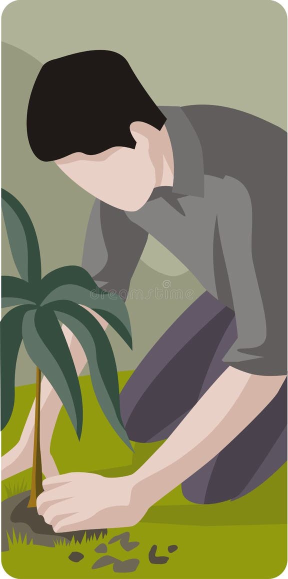 Man Planting Tree stock vector. Illustration of planting - 2003124
