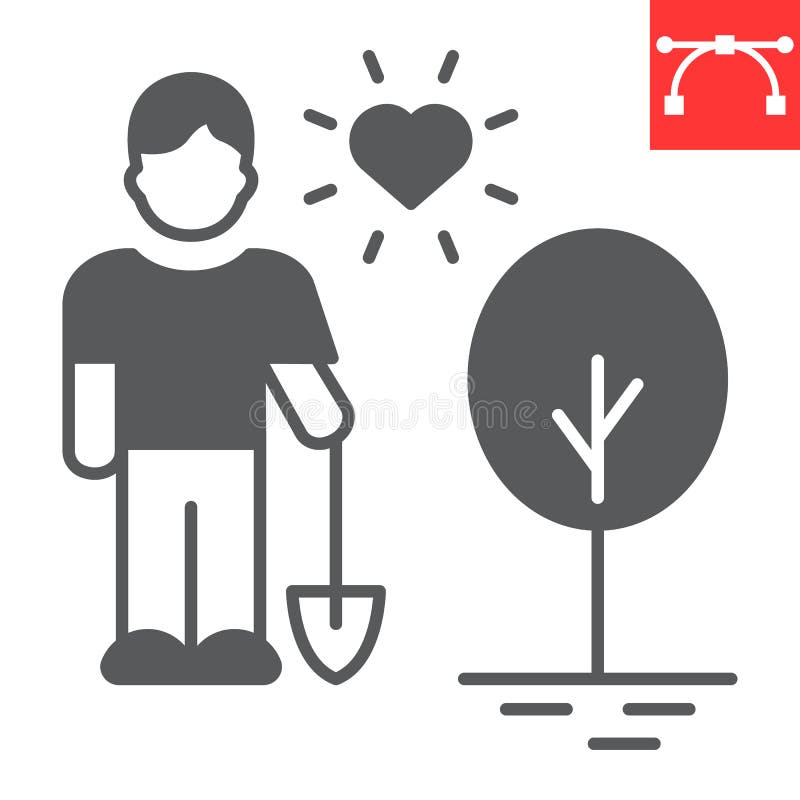 Man Planting Tree Glyph Icon Stock Vector - Illustration of person ...