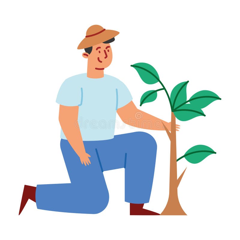 Man planting tree stock vector. Illustration of planting - 317233376