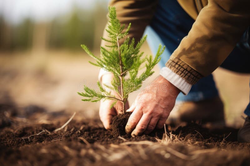 Man Planting a Tree Outdoors Stock Photo - Image of ecofriendly ...