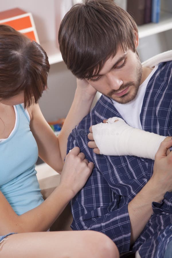 Man with plaster bandage stock photo. Image of home, expression - 17587722