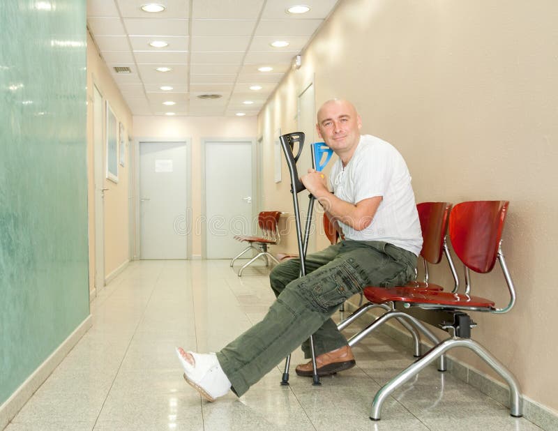 Man with Plaster and Crutches Stock Photo - Image of foreground ...