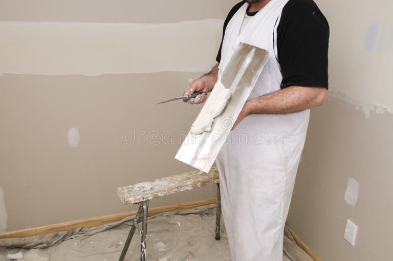Man plastering stock photo. Image of tool, plaster, trade - 10094504