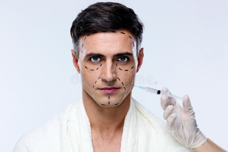 Man at Plastic Surgery with Syringe Stock Photo - Image of injection ...