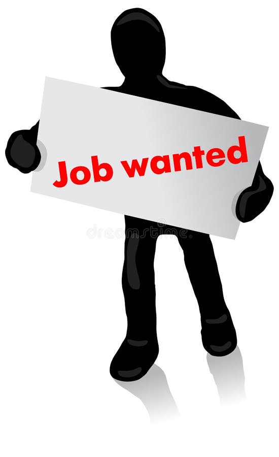Man with plate Job Wanted stock illustration. Illustration of person ...