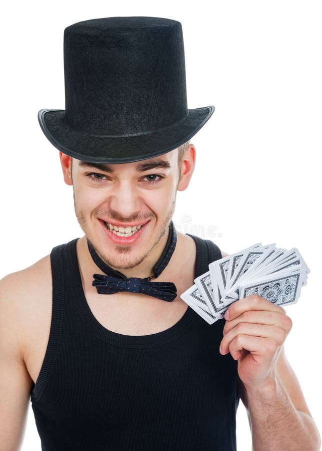 Man with play cards stock photo. Image of holding, isolated - 40352084
