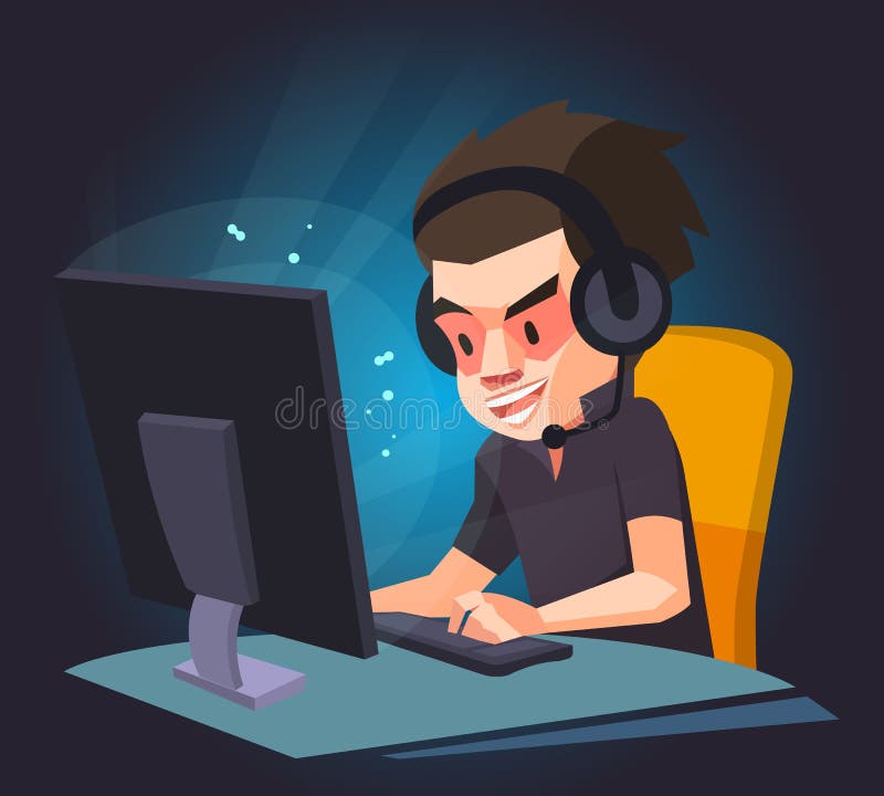 A Man Play the Computer Game, Vector Illustration. Stock Vector ...