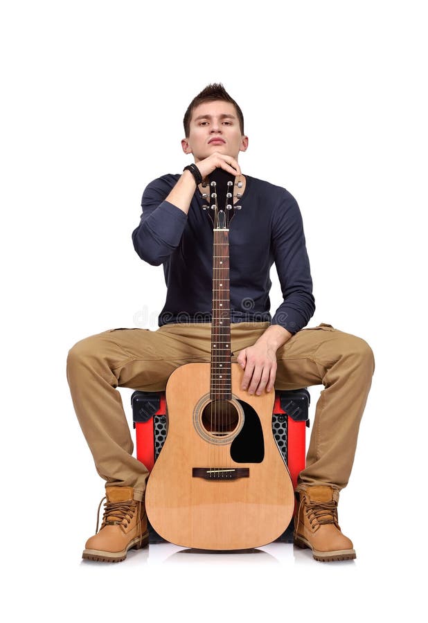 Man Playing on Acoustic Guitar Stock Image - Image of musician, sensual ...