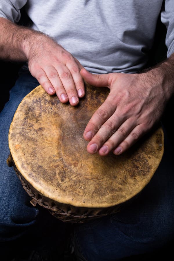 Man Playing African Djembe Drum Stock Image - Image of rhythm, djembe ...