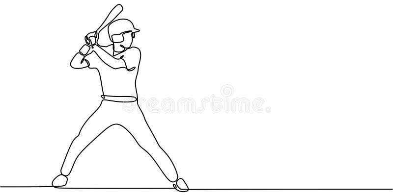 Man Playing Baseball. Symbolizing Focus, Teamwork, and Sport. One Line ...