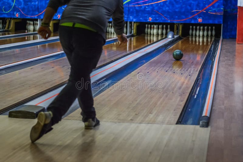 Man Playing Bowling Seen from the Back Stock Photo - Image of bowling ...
