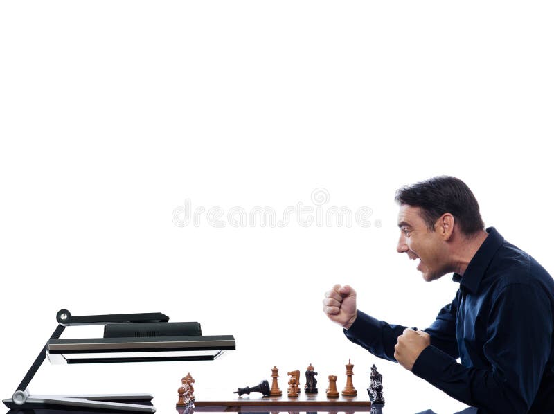 Man Playing Chess Against Computer Stock Image - Image of defeat ... Man Playing Chess Against Computer Stock Image - Image of defeat ...