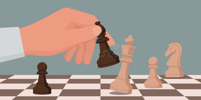 Man Playing Chess and Checkmating the Opponent Stock Vector ...