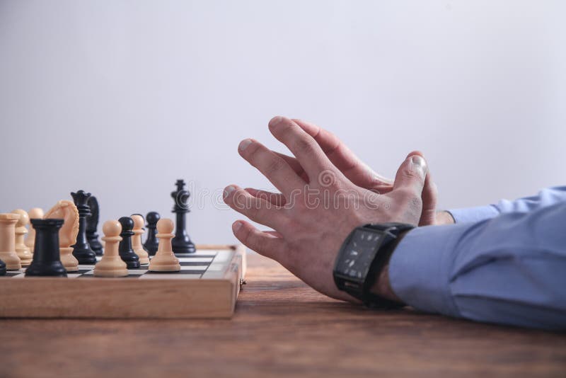 Man Playing Chess. Competition Strategy Concept Stock Photo - Image of ...