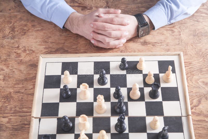 Man Playing Chess. Competition Strategy Concept Stock Image - Image of ...