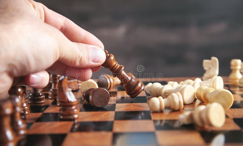 Man Playing Chess. Competition Strategy Concept Stock Photo - Image of ...