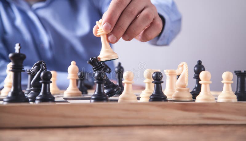 Man Playing Chess. Competition Strategy Concept Stock Image - Image of ...