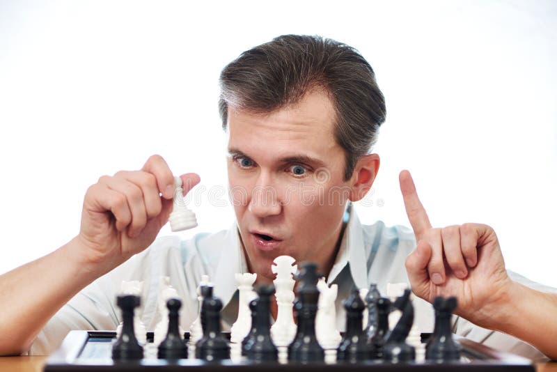 Man playing chess isolated stock photo. Image of leisure - 51098388
