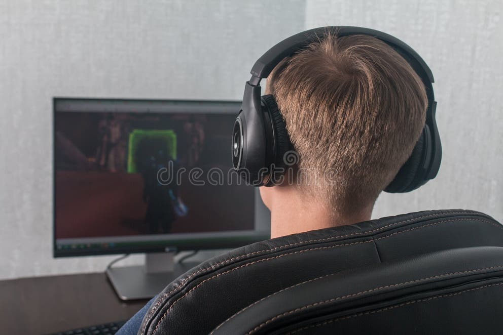 Man playing computer games stock image. Image of controller - 52386853