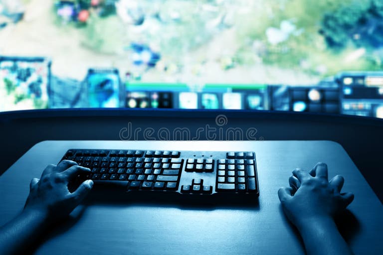 Man playing computer games stock image. Image of person - 83410541