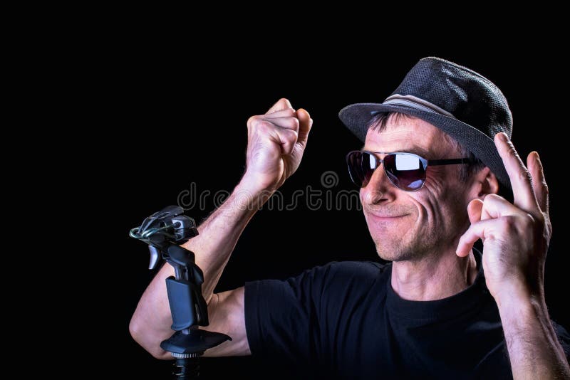 Middle-aged Man Playing Computer Games with Joystick and Enjoying ...
