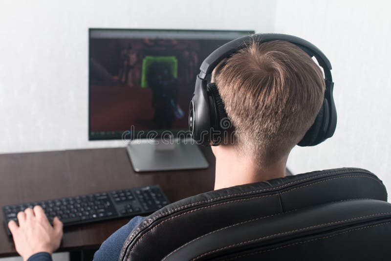 Man Playing a Computer Games Stock Image - Image of holding, gamer ...