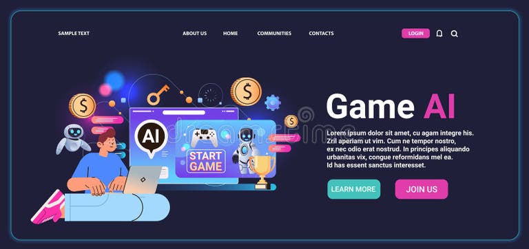 Man Playing Computer Video Games with Ai Helper Bot Game Artificial ...