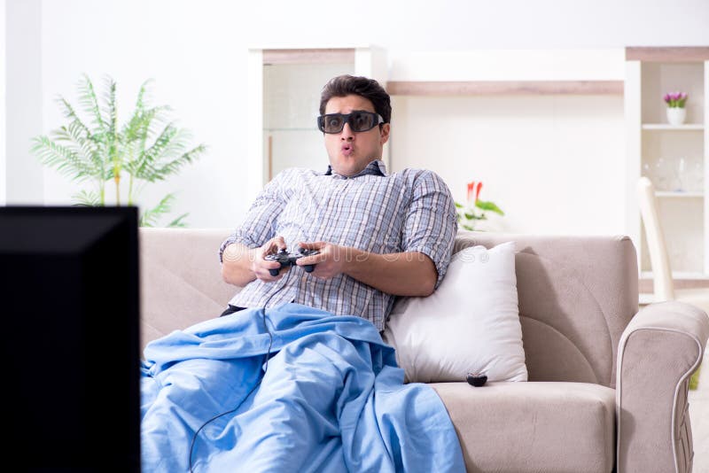 The Man Playing 3d Games at Home Stock Image - Image of lifestyle ...