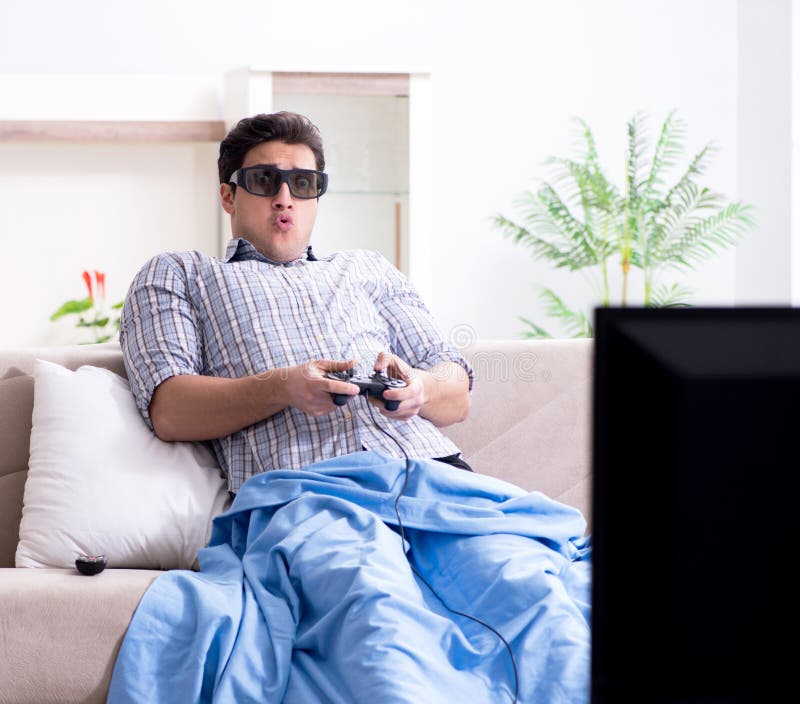 Man Playing 3d Games at Home Stock Image - Image of electronic ...