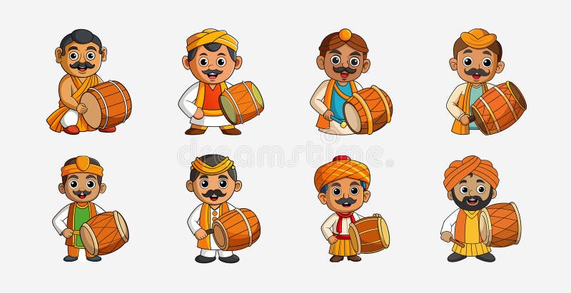 Man Playing Dhol Vector Illustration Printable Graphics Design Stock ...
